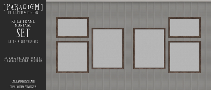 Second Life Marketplace - [PARADIGM] Rhea Frames Montage Full Perm Template